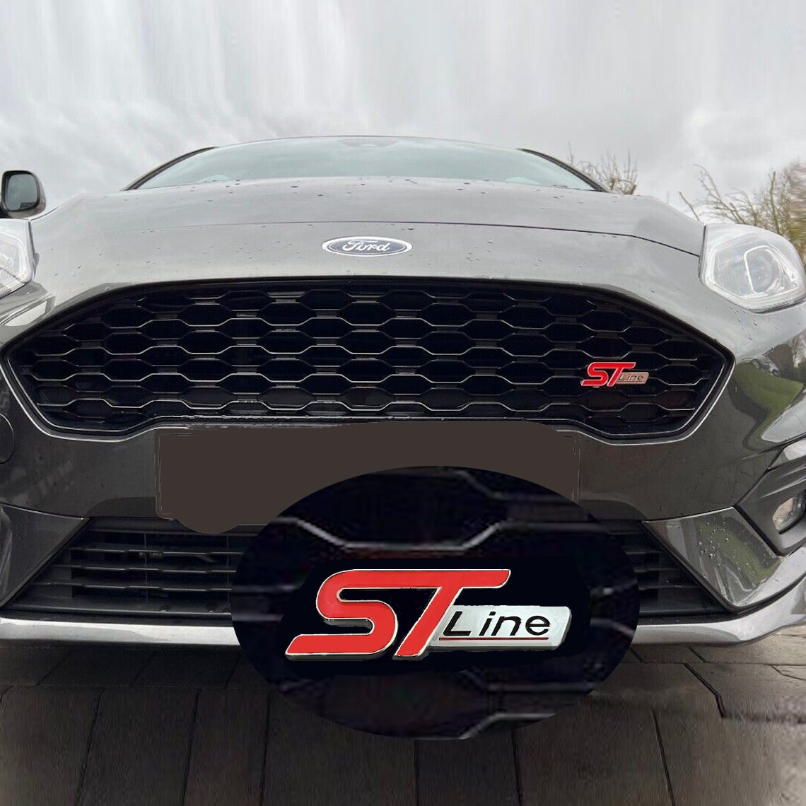 Ford ST Line Badge Red / Silver Grille Focus Puma Fiesta Performance ...