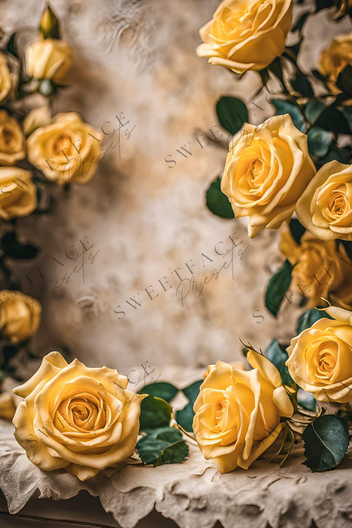 Lush Yellow Roses Digital Backdrops Bundle, Wedding Backdrop, Yellow ...