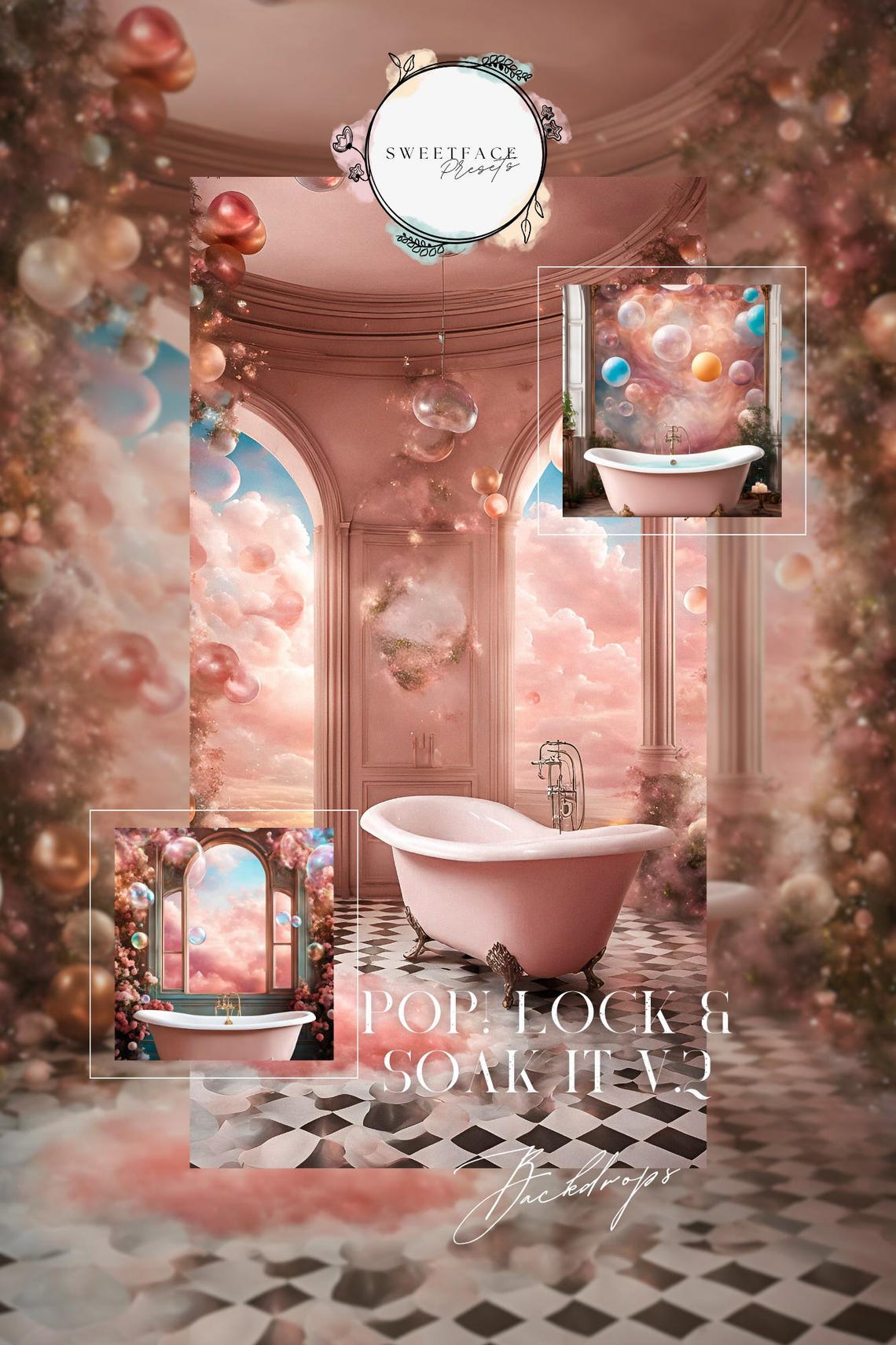 Bubble Bath Backdrop Bundle, Bubble Bath Background, Wedding Backdrop ...