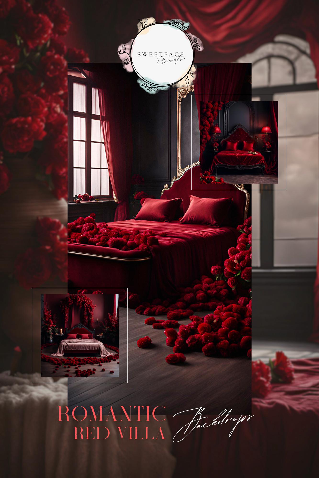 Romantic Red Backdrops Bundle, Wedding Backdrops, Boudoir Backdrops ...