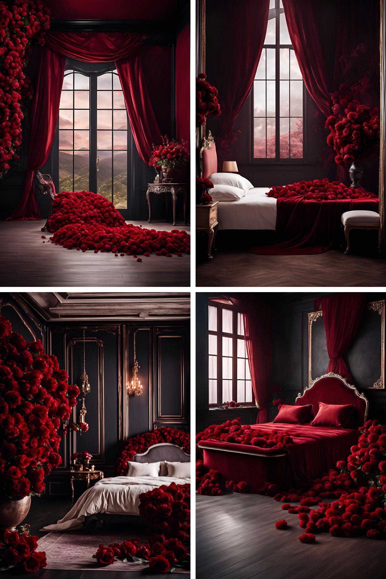 Romantic Red Backdrops Bundle, Wedding Backdrops, Boudoir Backdrops ...