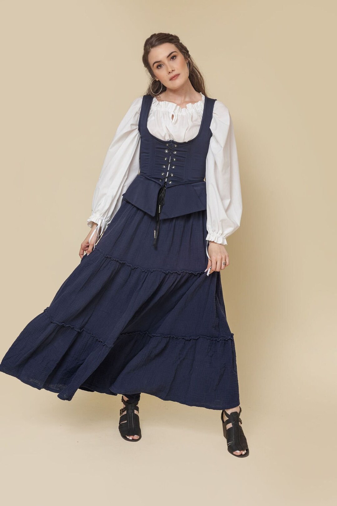 Navy Claudia Corset, Navy Blue Corset, Scottish Peplum Corset, Navy ...