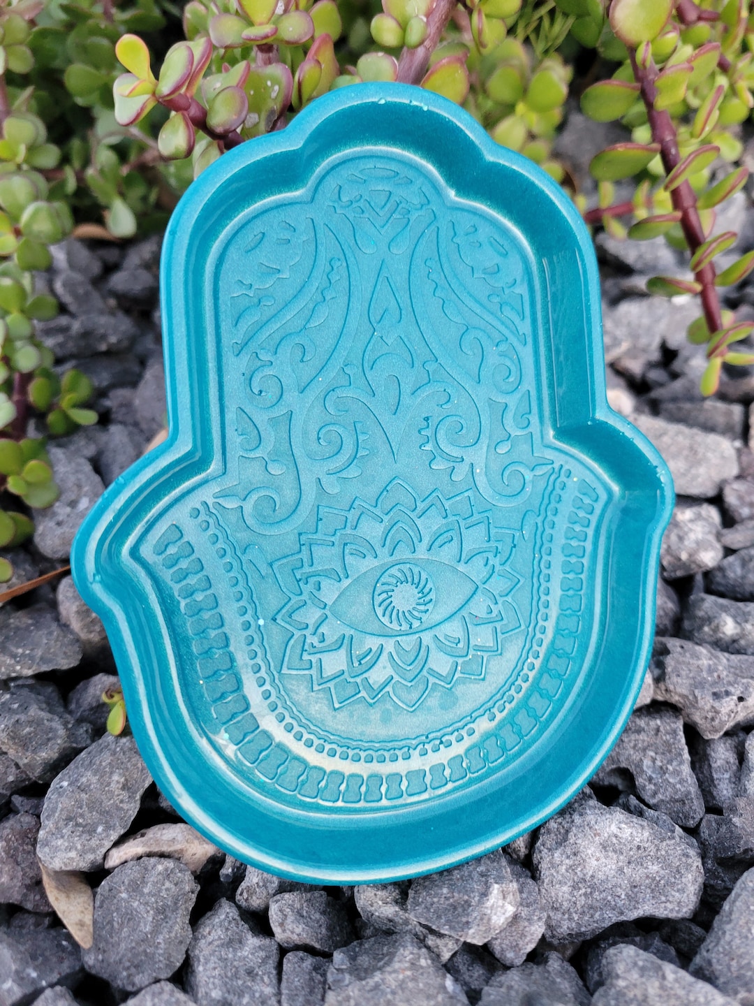 Hamsa Hand Jewelry Tray, Evil Eye Coin Tray, Spiritual Epoxy Resin Dish ...