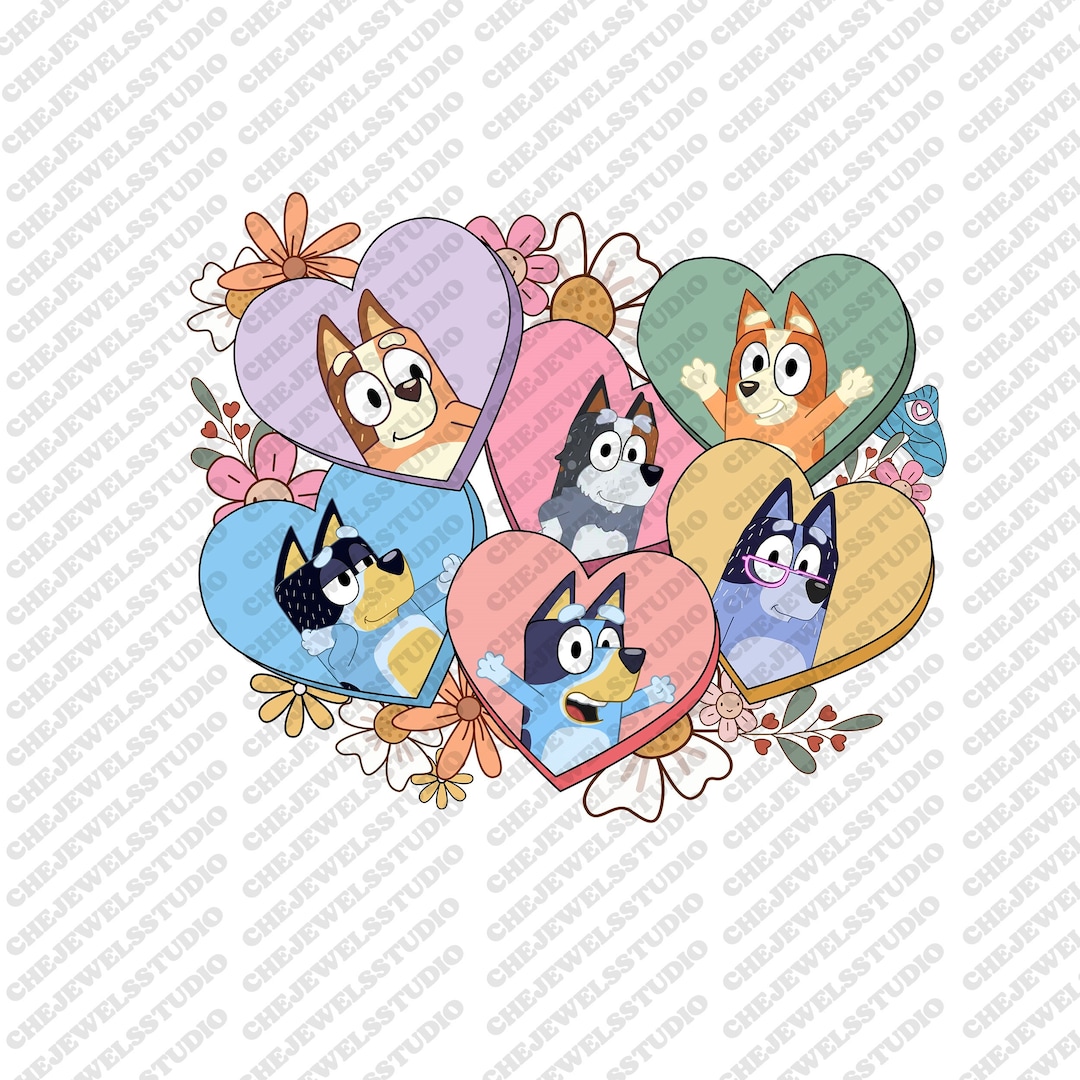 Bluey Cartoons Spring Flowers PNG Sublimation Download Bluey - Etsy