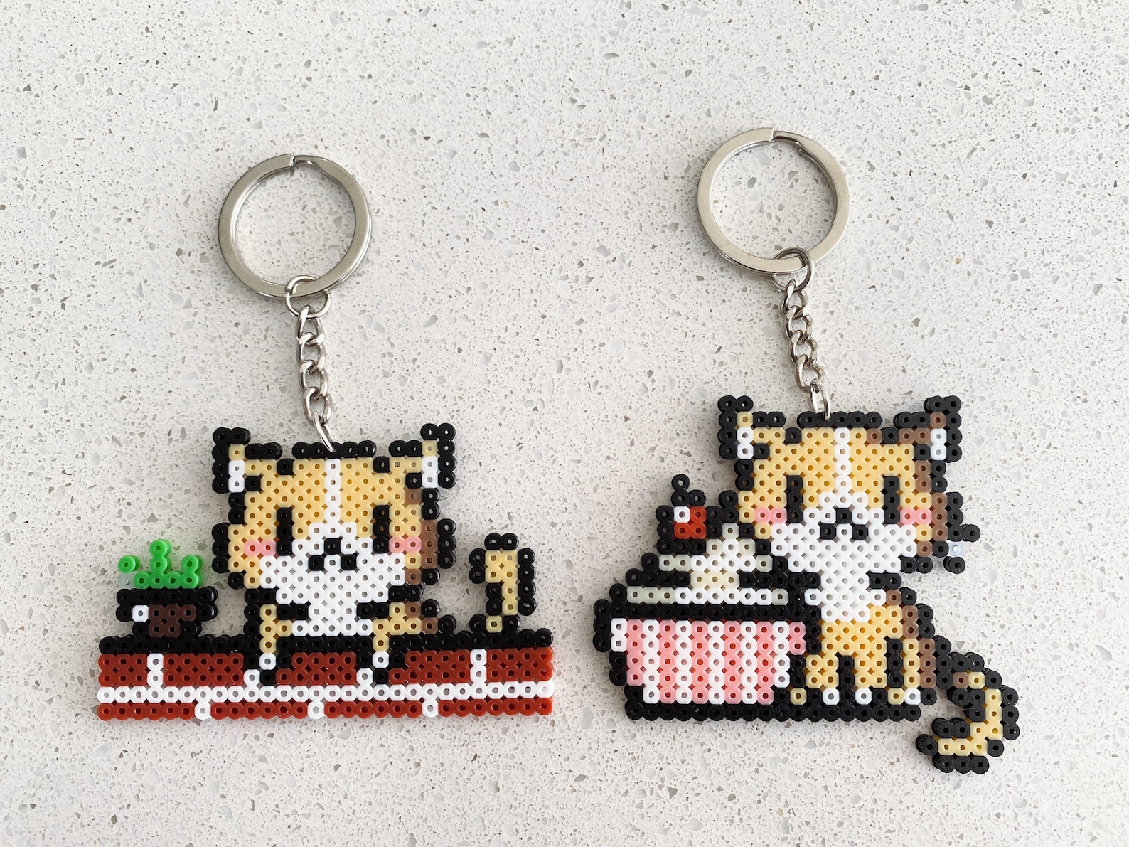 Kawaii Orange Cat- Pixel Perler Beads Art, Can Be Fridge Magnet ...