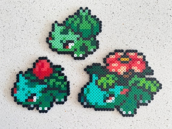 Bulbasaur Ivysaur and Venusaur Pokémon pixel Perler Beads - Etsy