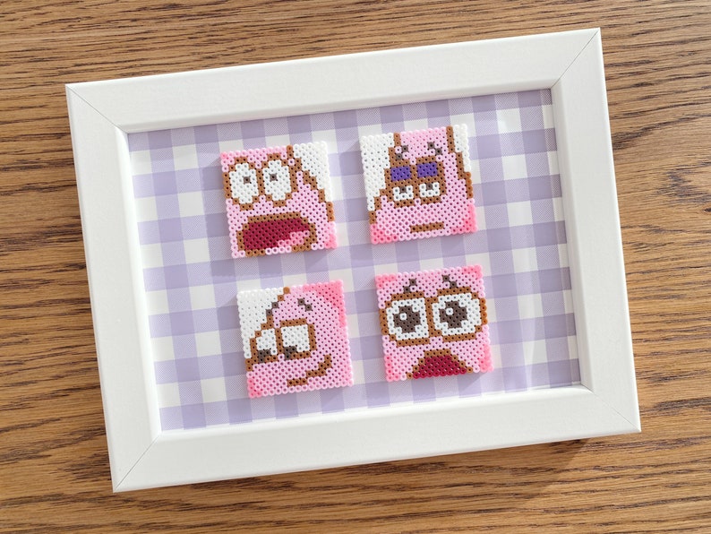 4 Patrick Star Framed Wall Decor Perler Beads Art the Spongebob ...