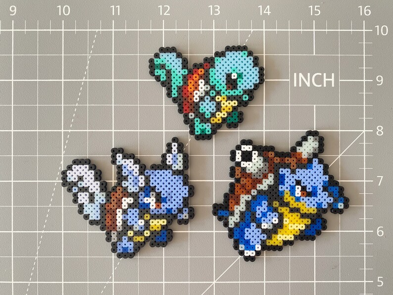 Squirtle Wartortle and Blastoise Pokémon pixel Perler - Etsy