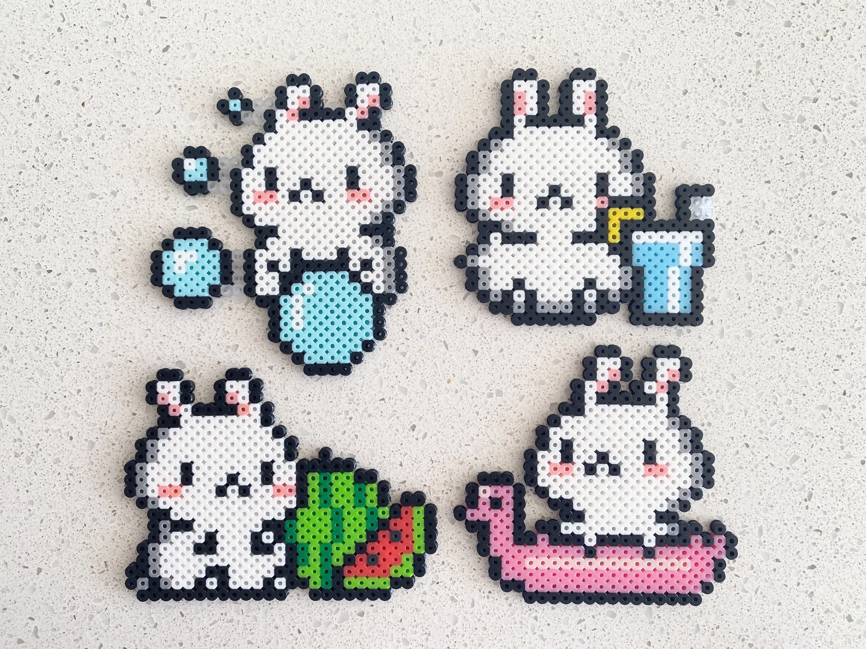 Adorable White Bunny Pixel Perler Beads Art Can Be Fridge - Etsy