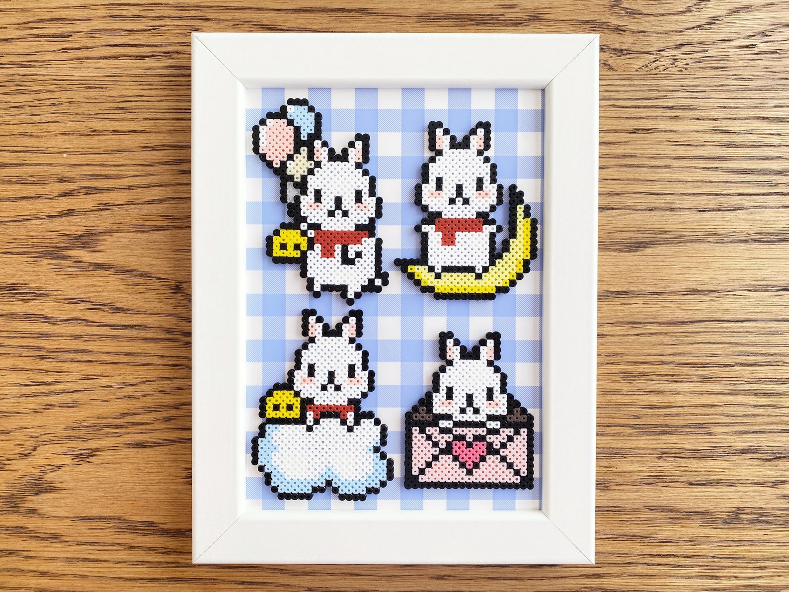 Cute White Rabbits Perler Beads Art Can Be Fridge Magnet - Etsy