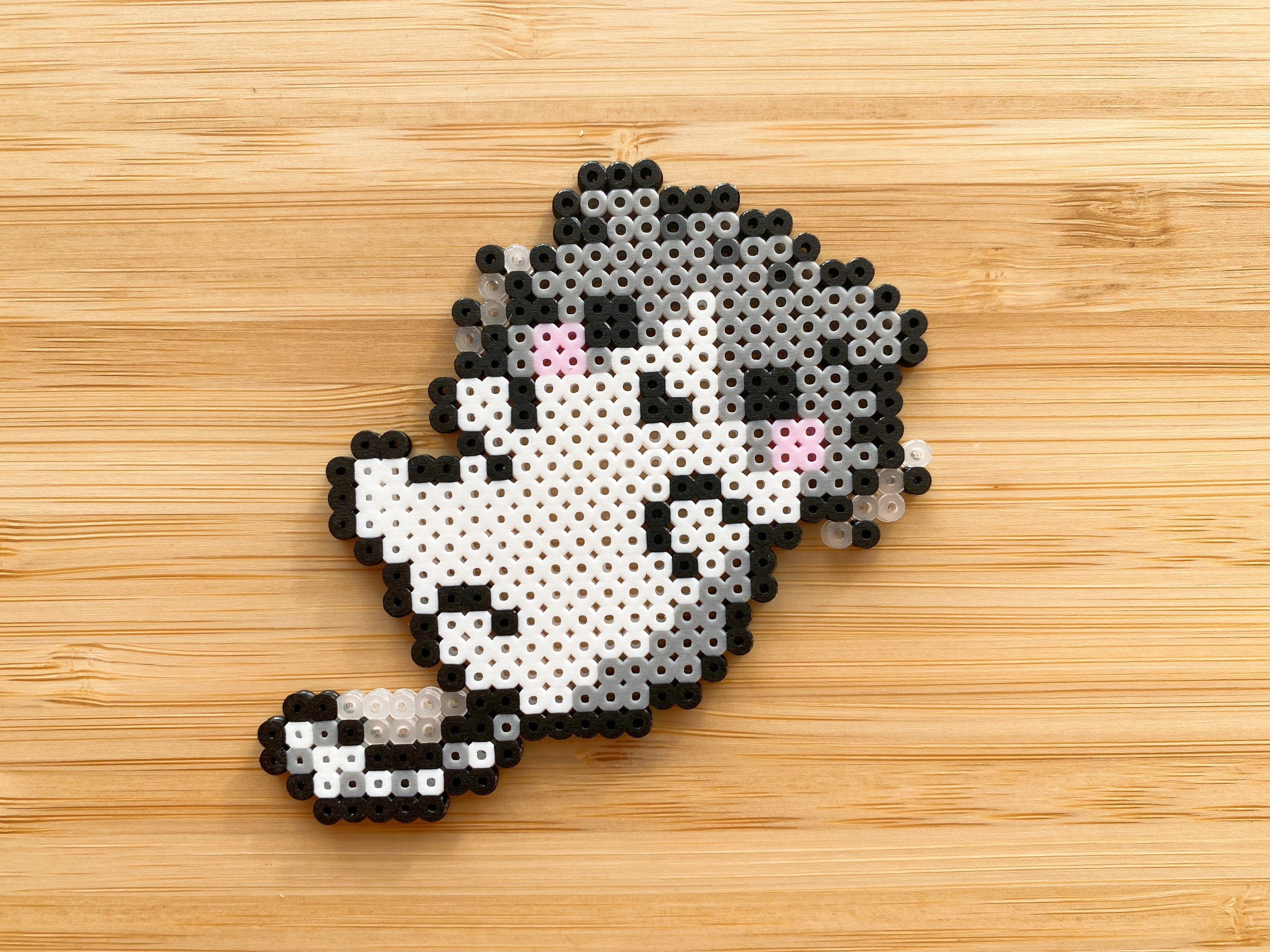 Kawaii Cat- 8bit Pixel Perler Beads Art, Can Be Fridge Magnet, Keychain ...