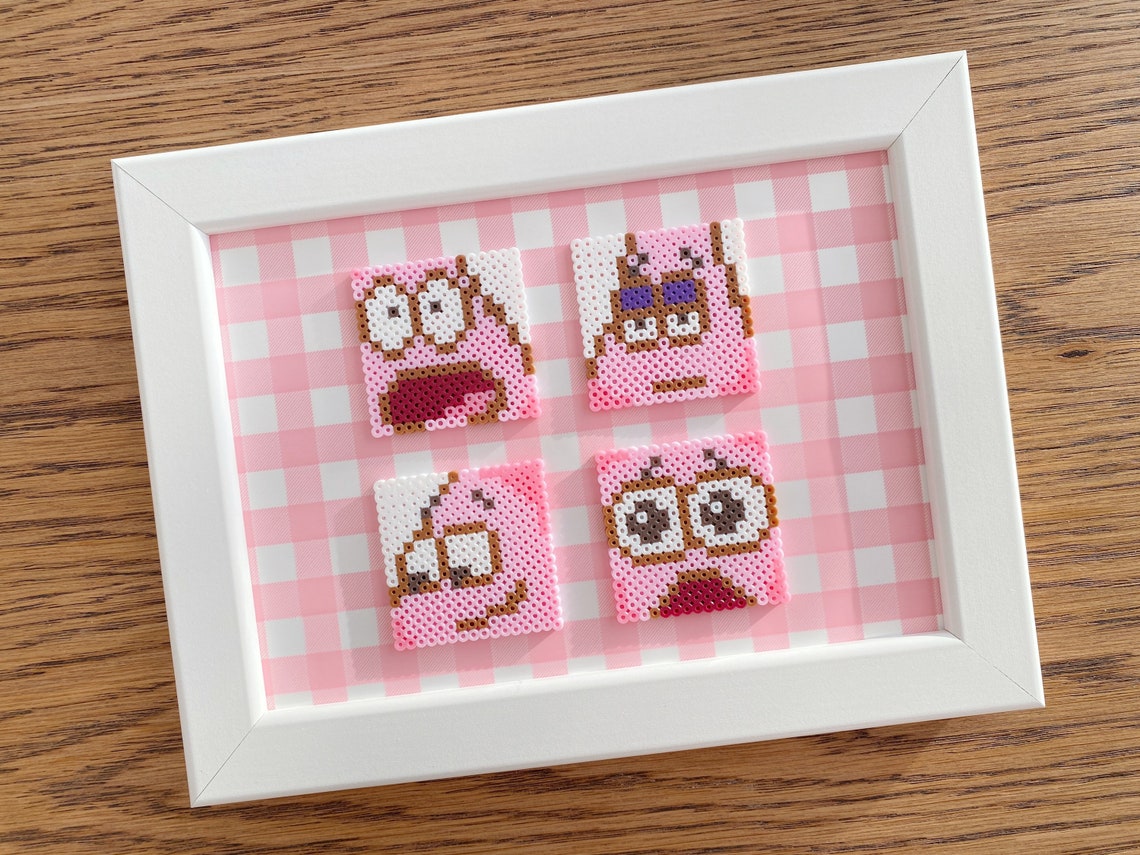 4 Patrick Star Framed Wall Decor Perler Beads Art the Spongebob ...