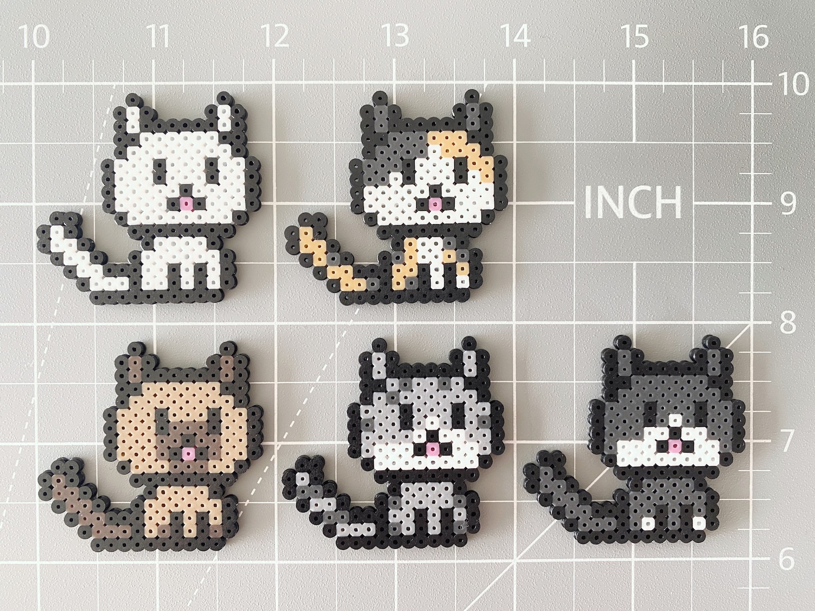 Mini Cats-pixel Perler Beads Art, Can Be Fridge Magnet, Keychain, Phone ...