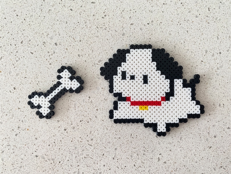 Mr. Puppy and His Bone-pixel Perler Beads Art, Can Be Fridge Magnet ...
