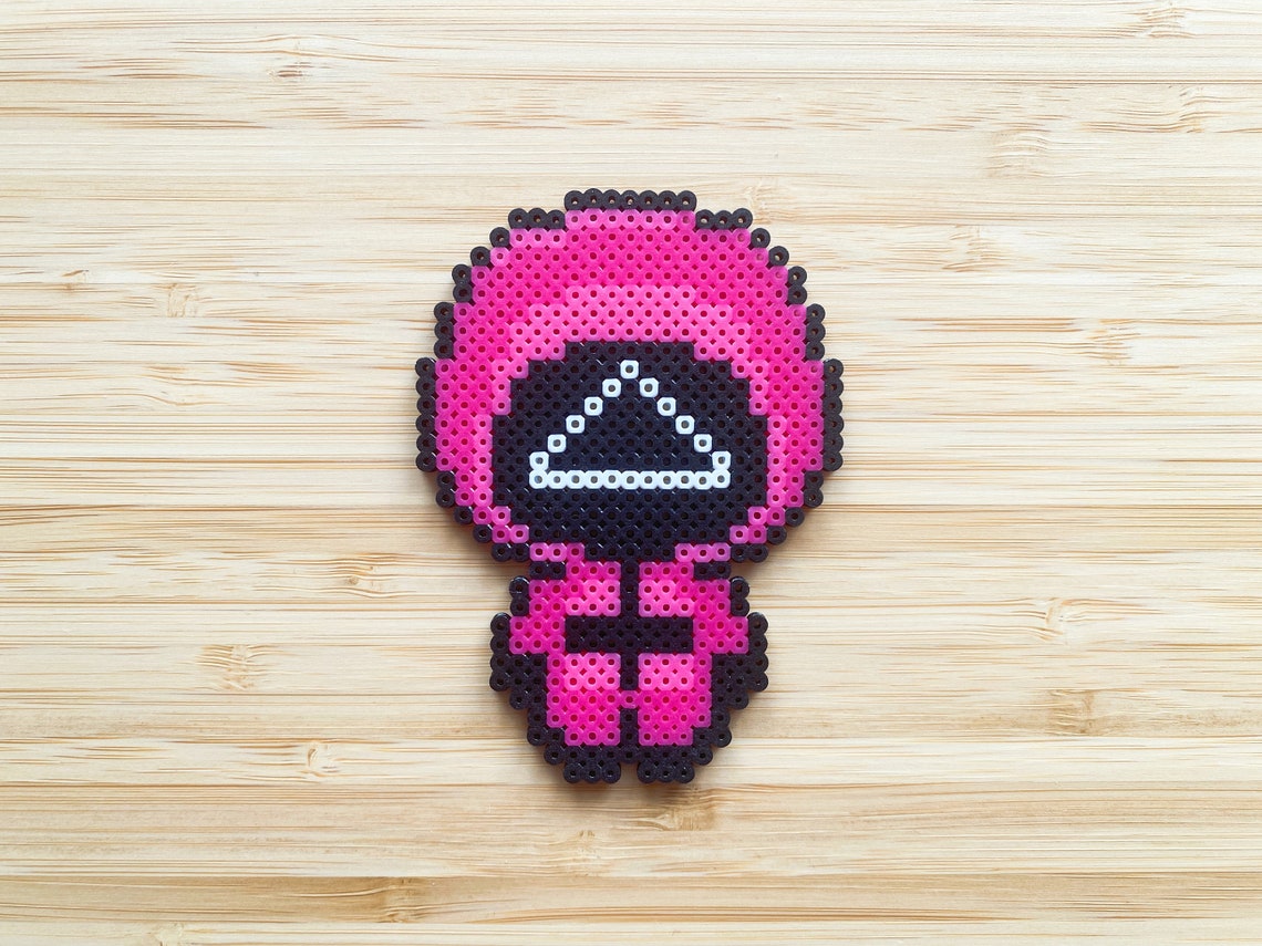 Squid Game Soldiers circle, Triangle, Square perler Beads Art, Pixel ...