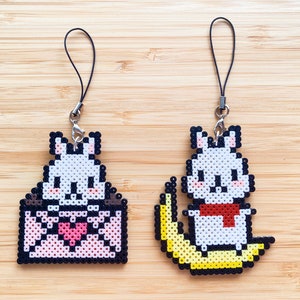 Cute White Rabbits- Perler Beads Art, Can Be Fridge Magnet, Phone Charm ...