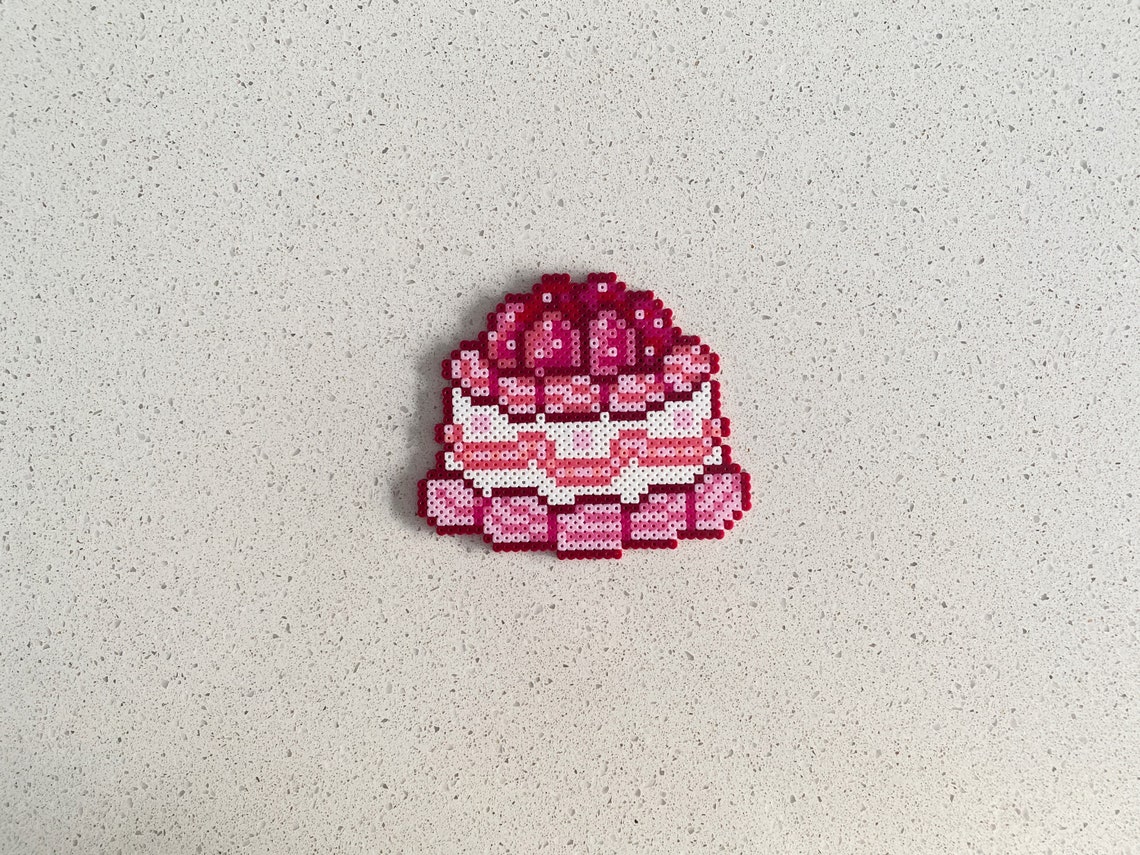 Strawberry Birthday Cake Pixel Perler Beads Art, Can Be Fridge Magnet ...
