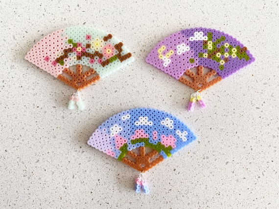China Chic Hand Fans Pixel Perler Beads Art Can Be Fridge Etsy