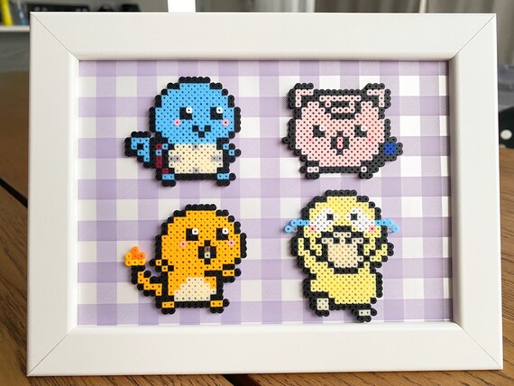 4 Pokémon Characters Perler Beads Art Framed Wall Decor | Etsy