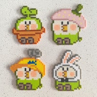Cute White Rabbits Perler Beads Art, Can Be Fridge Magnet, Phone Charm ...