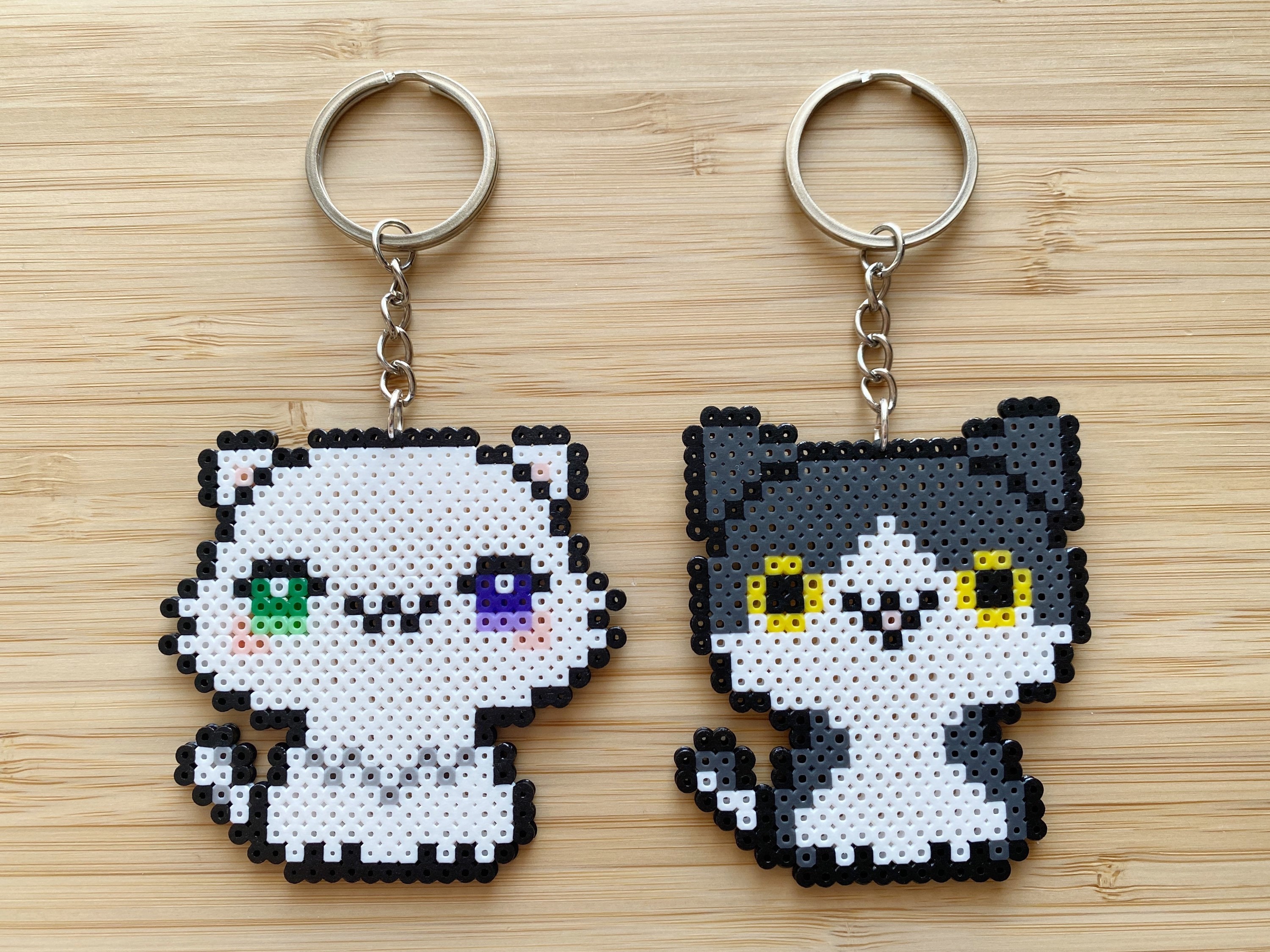 Kawaii Cats- Perler Beads Art, Can Be Fridge Magnet, Keychain, Phone ...