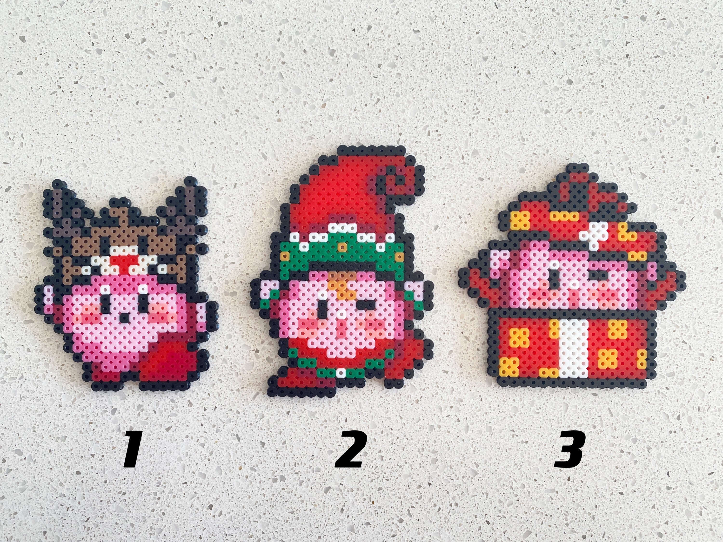Christmas Kirby-pixel Perler Beads Art, Can Be Fridge Magnet, Keychain ...