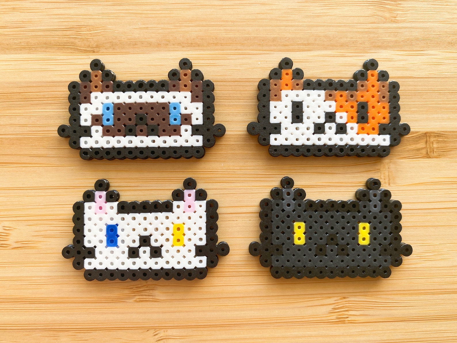 Adorable Cat Portrait-mini 8bit Pixel Perler Beads Art, Can Be Fridge ...