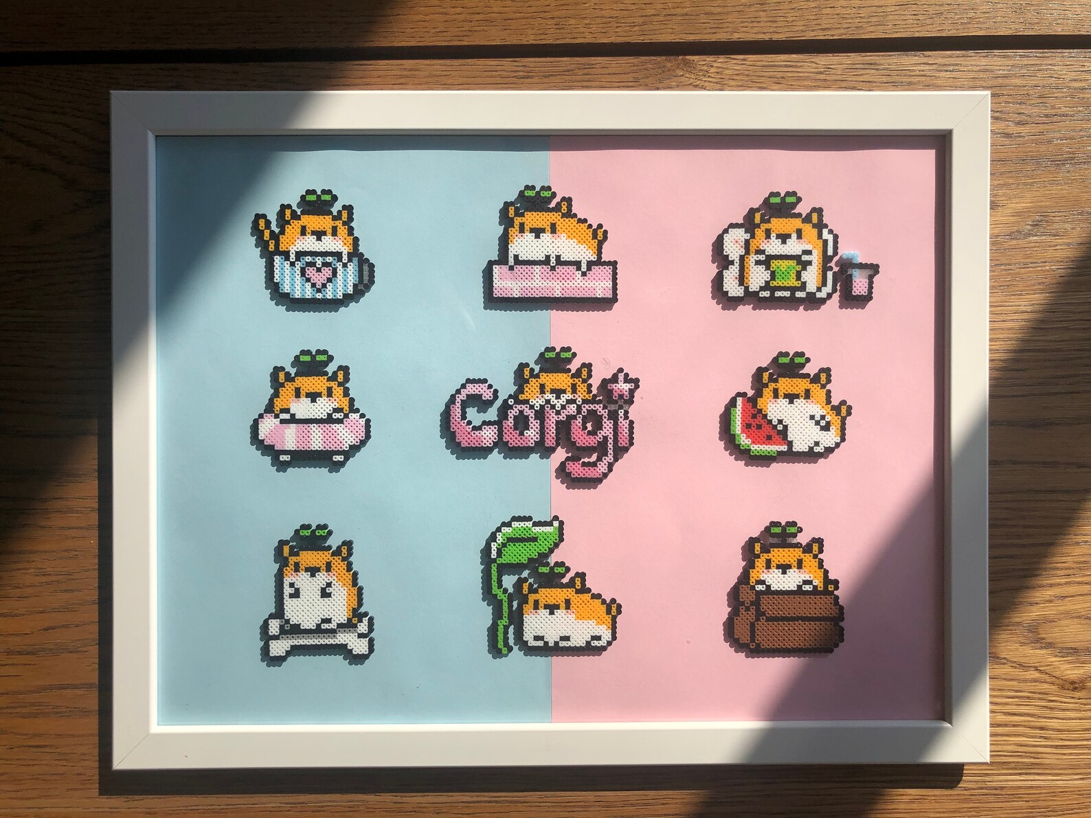 Corgi in Yellow -perler Beads Art, Pixel Art, Fridge Magnet, Pin, Phone ...