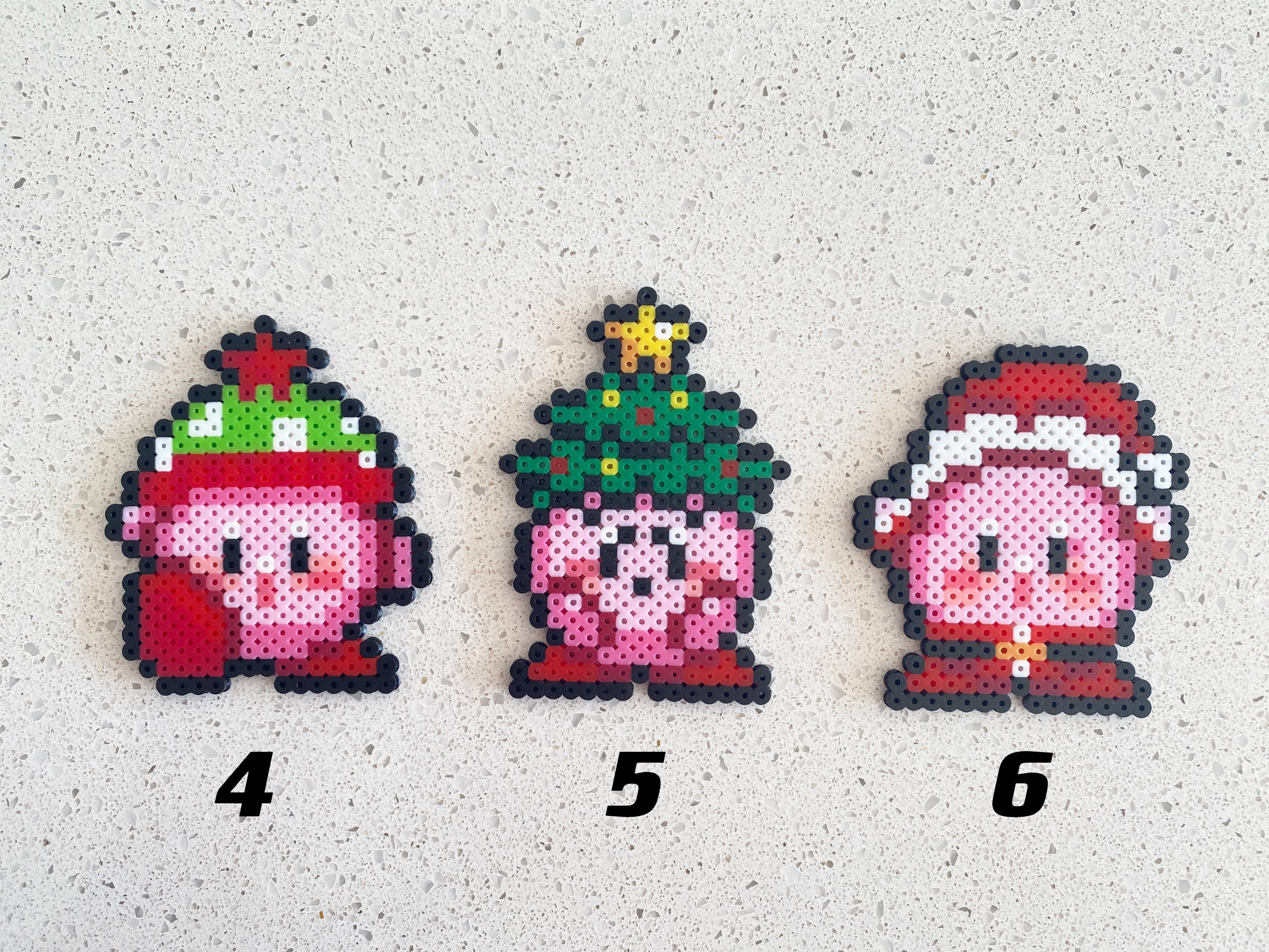 Christmas Kirby-pixel Perler Beads Art, Can Be Fridge Magnet, Keychain ...