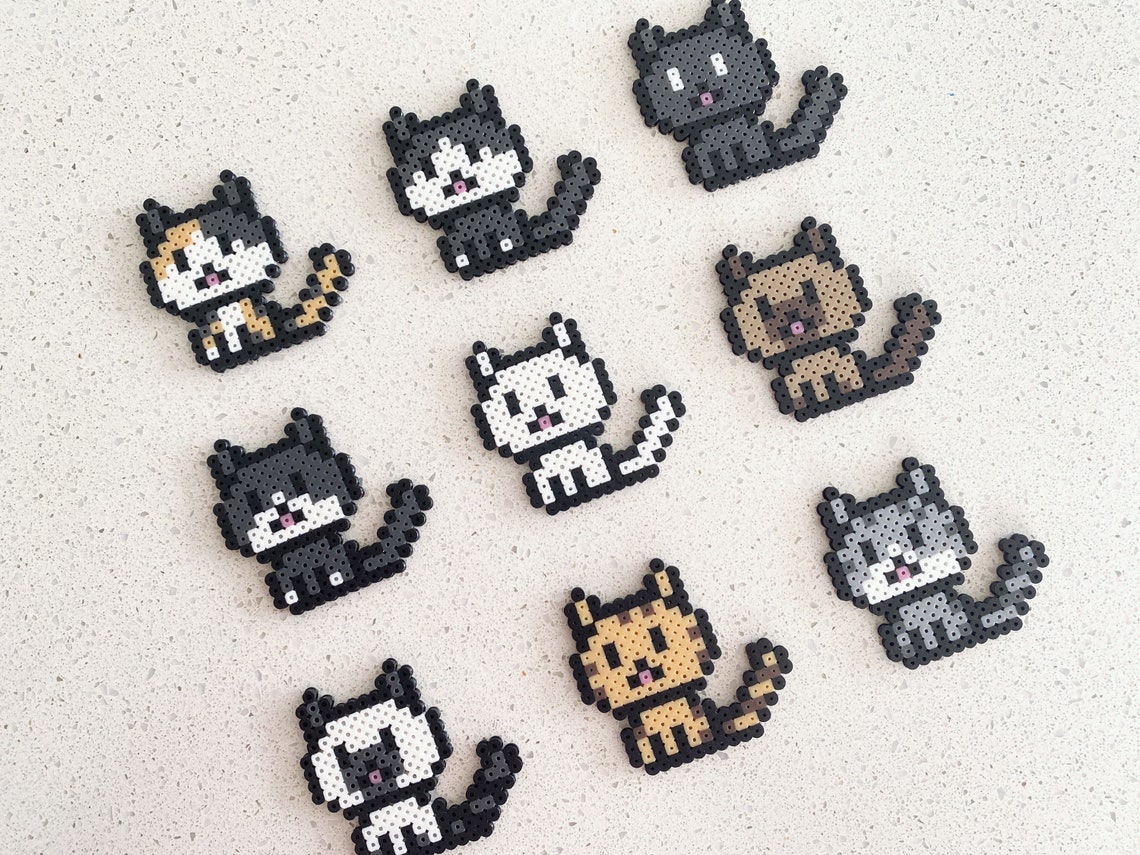 Mini Cats-pixel Perler Beads Art, Can Be Fridge Magnet, Keychain, Phone ...