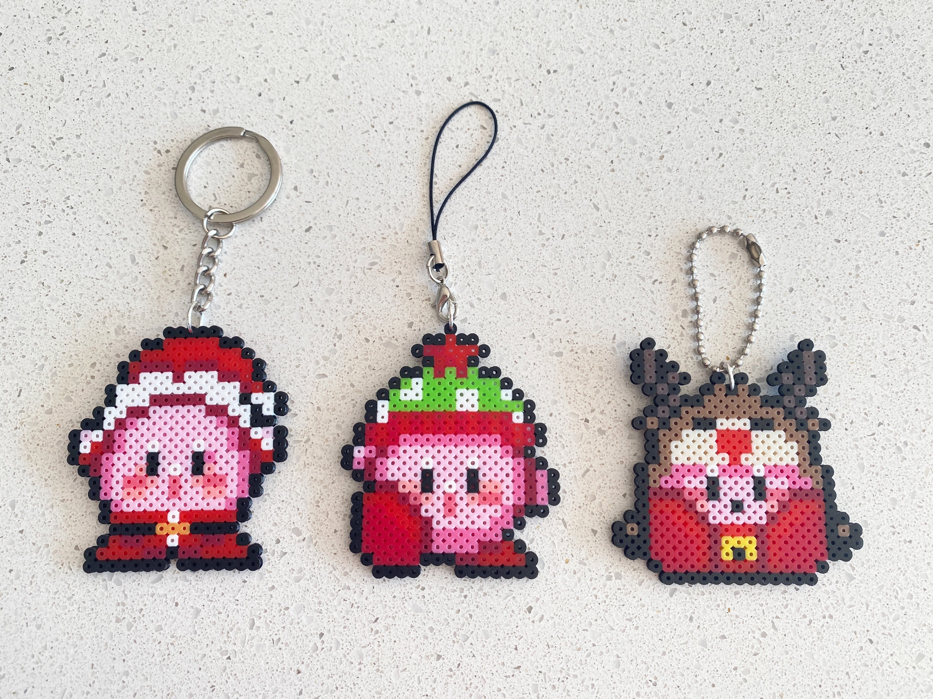 Christmas Kirby-pixel Perler Beads Art, Can Be Fridge Magnet, Keychain ...