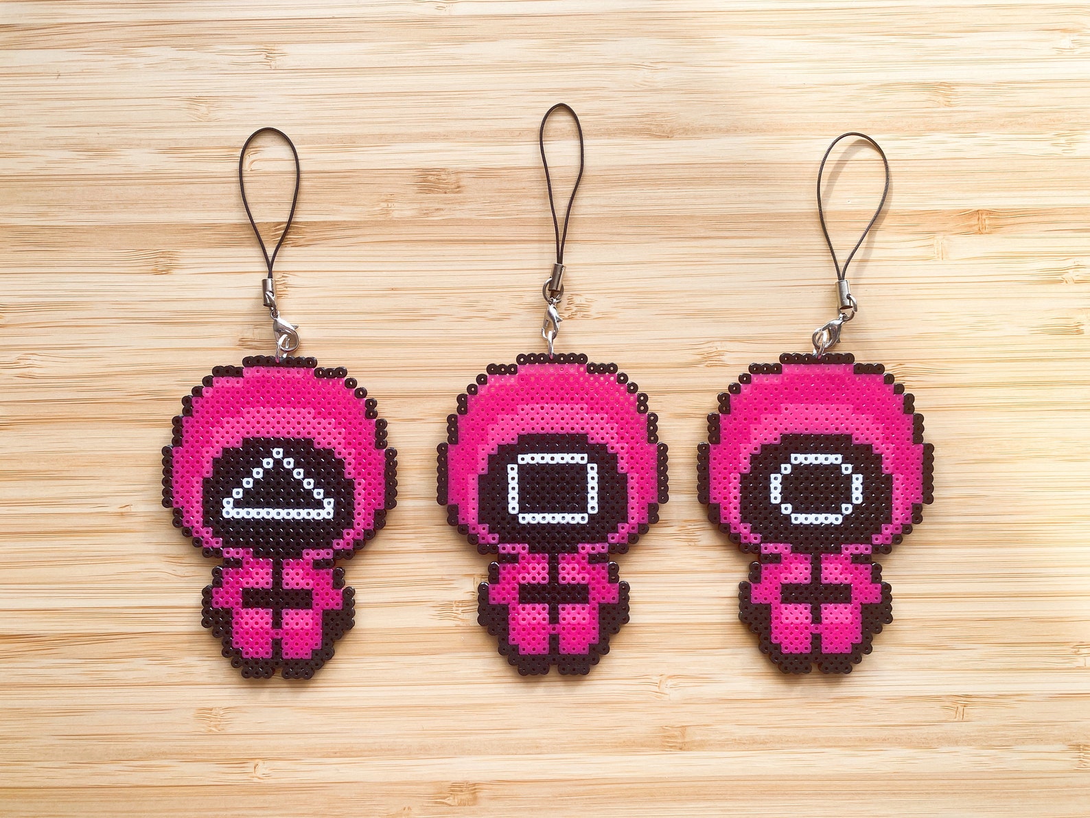 Squid Game Soldiers circle, Triangle, Square perler Beads Art, Pixel ...
