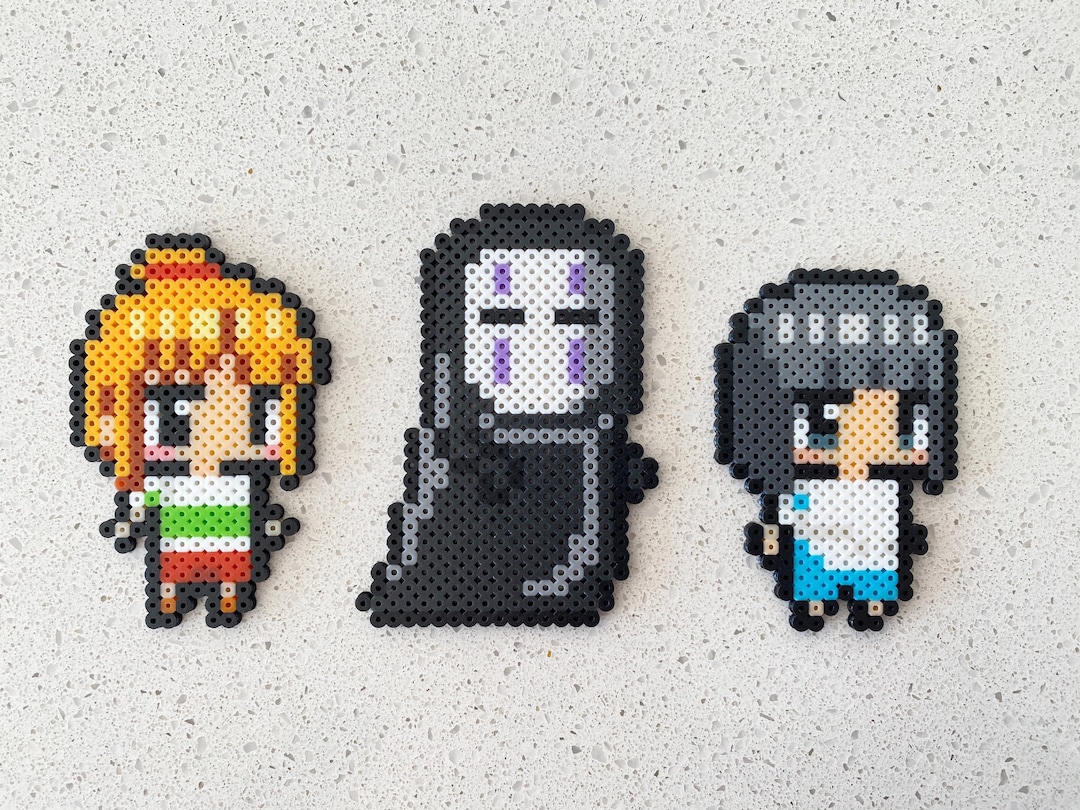 Spirited Away Characters- Sen, Haku and No-face- Pixel Perler Beads Art ...