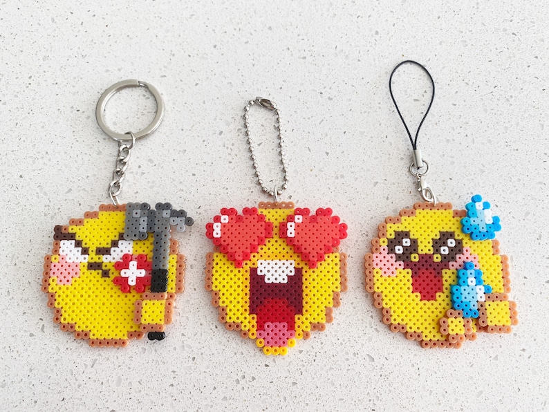 Emoji-3d Pixel Perler Beads Art, Can Be Fridge Magnet, Keychain, Phone ...