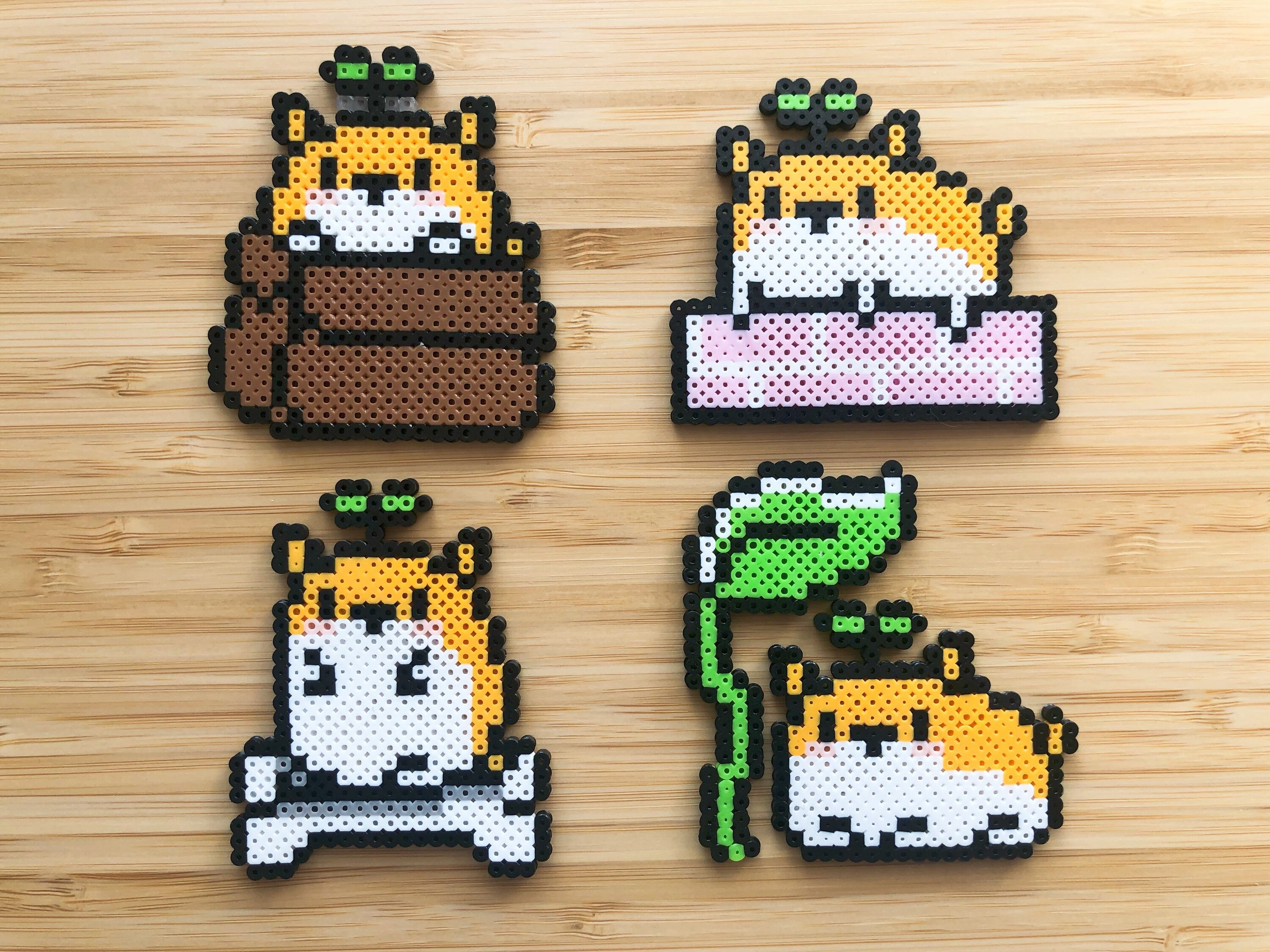 Corgi in Yellow -perler Beads Art, Pixel Art, Fridge Magnet, Pin, Phone ...