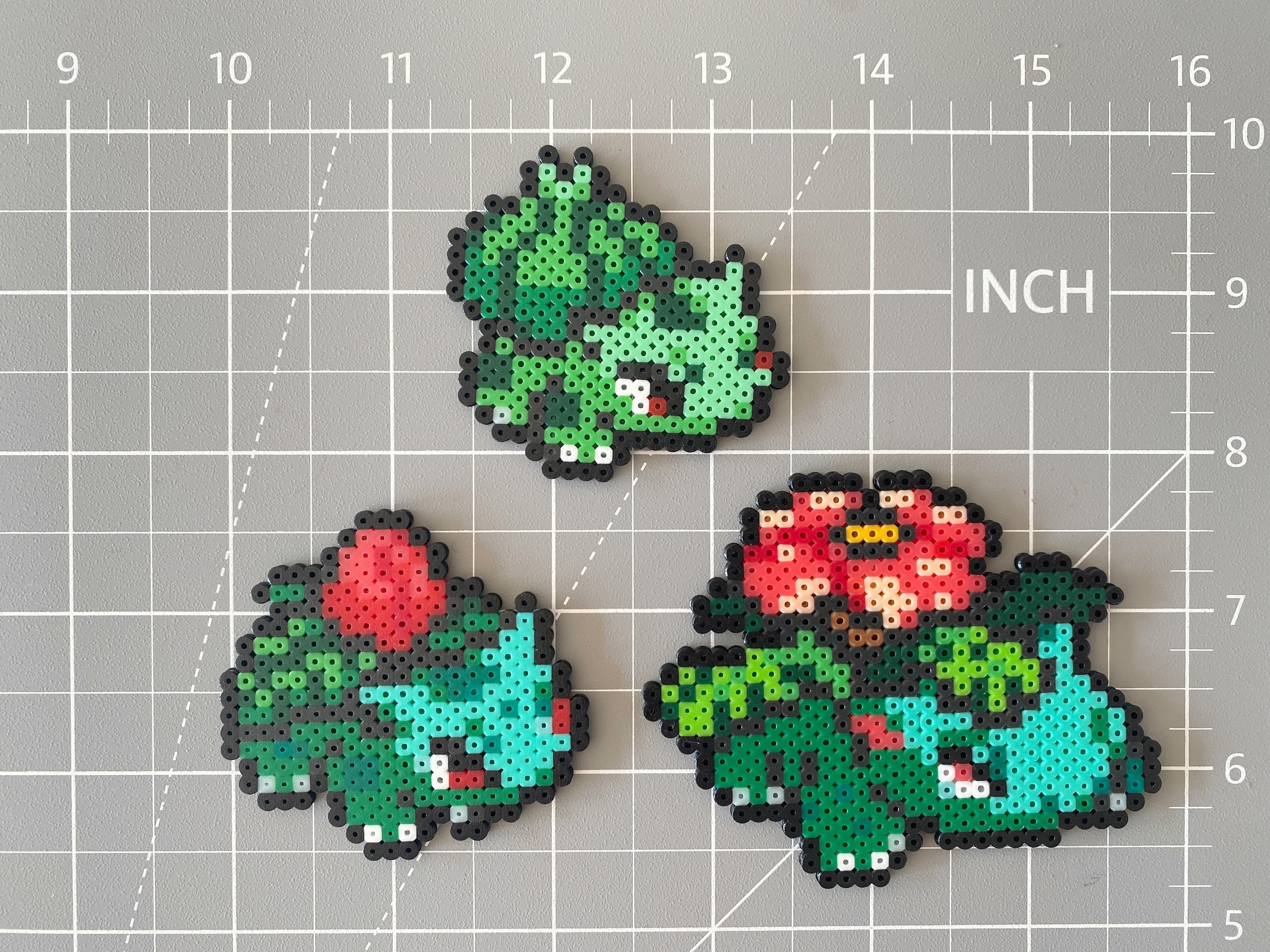 Bulbasaur, Ivysaur and Venusaur Pokémon pixel Perler Beads Art, Can Be ...