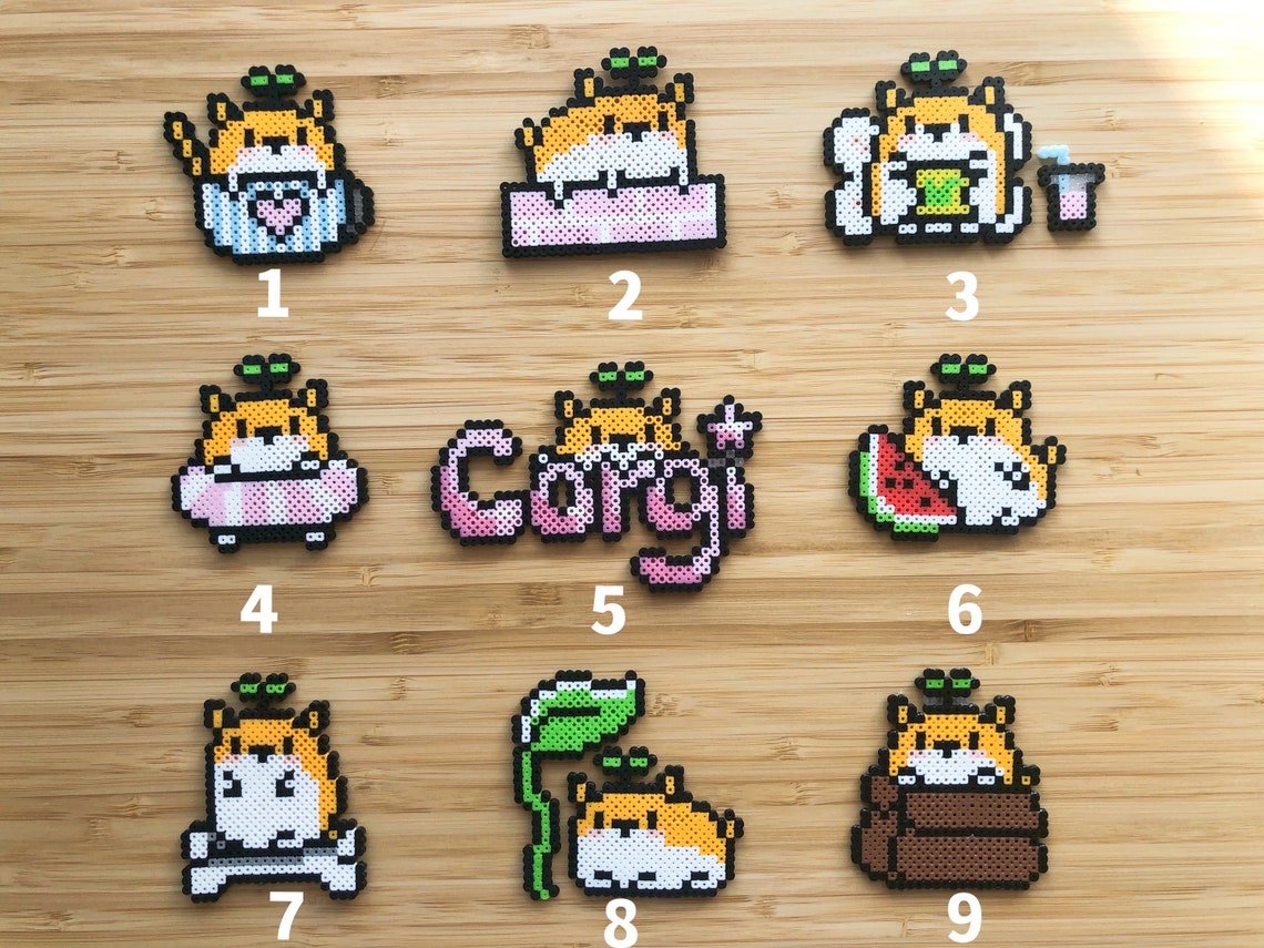 Corgi in Yellow -perler Beads Art, Pixel Art, Fridge Magnet, Pin, Phone ...