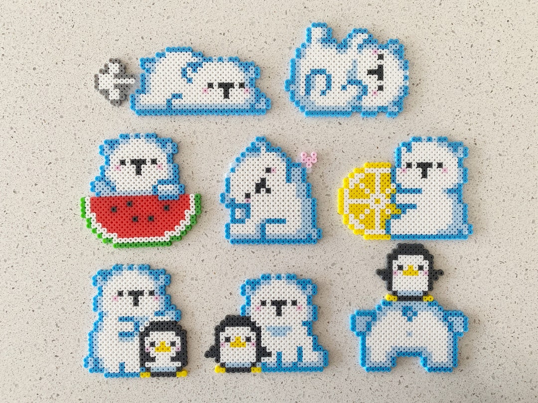 Polar Bear and Little Penguin- Perler Beads Art, Can Be Fridge Magnet ...