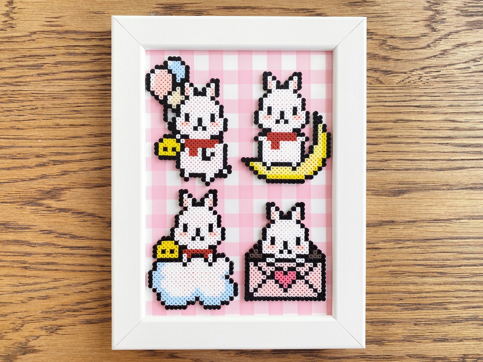 Cute White Rabbits Perler Beads Art Can Be Fridge Magnet - Etsy