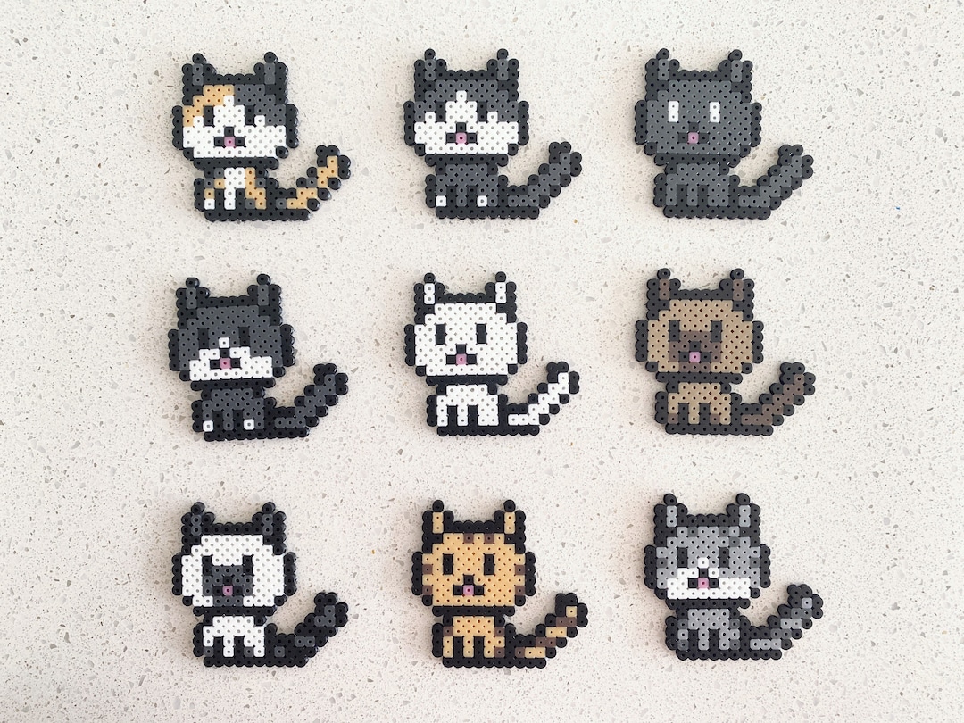 Mini Cats-pixel Perler Beads Art, Can Be Fridge Magnet, Keychain, Phone ...