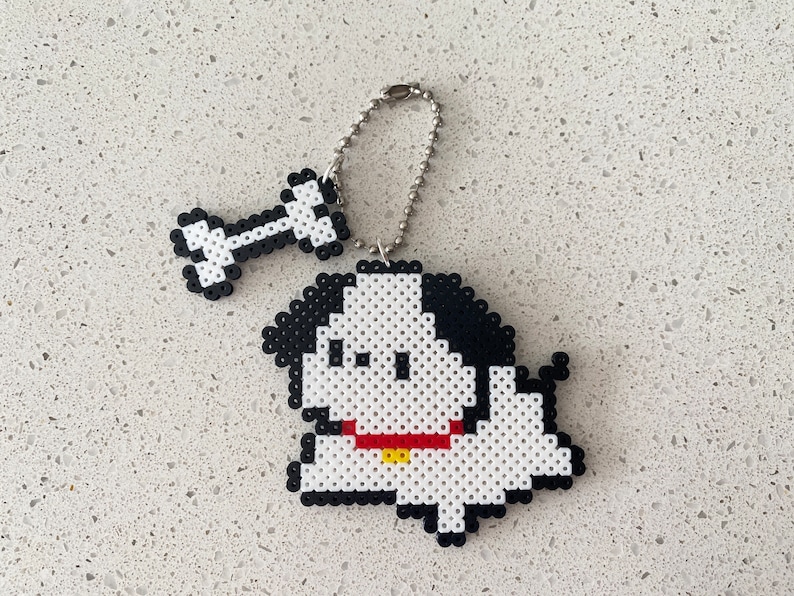 Mr. Puppy and His Bone-pixel Perler Beads Art, Can Be Fridge Magnet ...