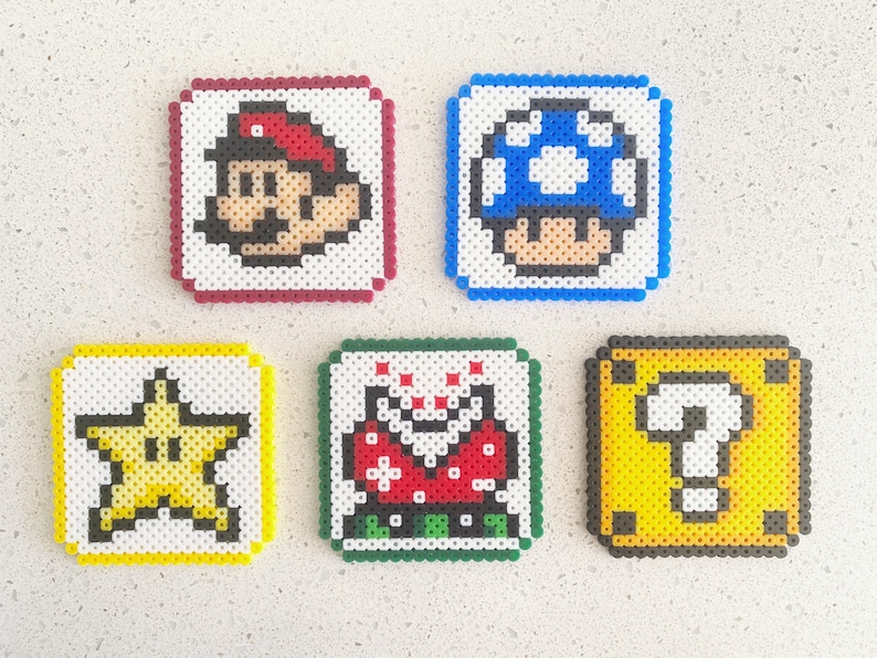 Super Mario Blocks-pixel Perler Beads Art Can Be Fridge - Etsy