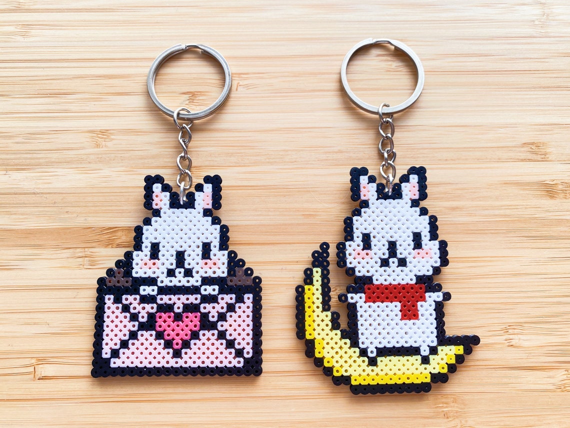 Cute White Rabbits Perler Beads Art Can Be Fridge Magnet | Etsy