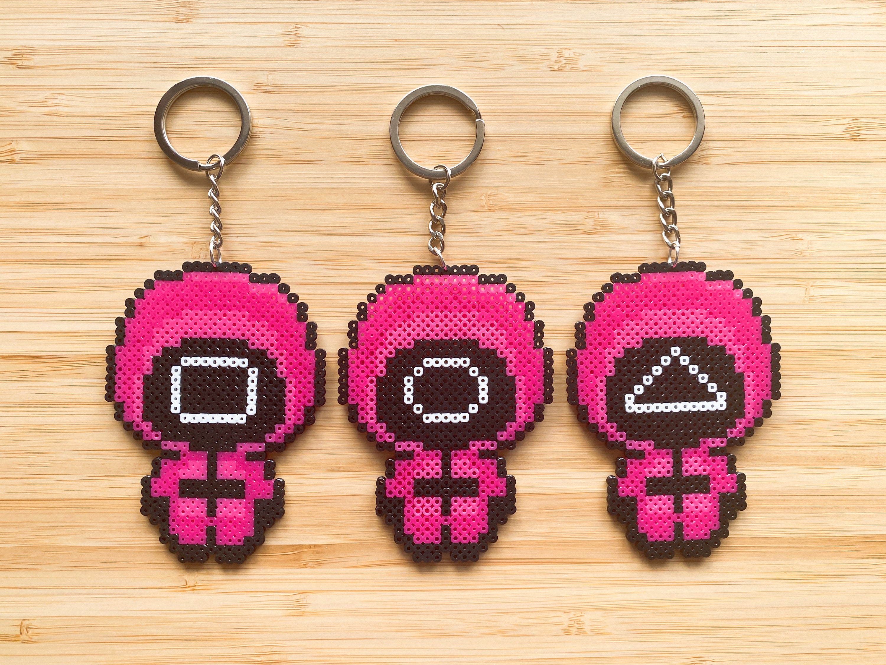 Squid Game Soldiers circle, Triangle, Square perler Beads Art, Pixel ...