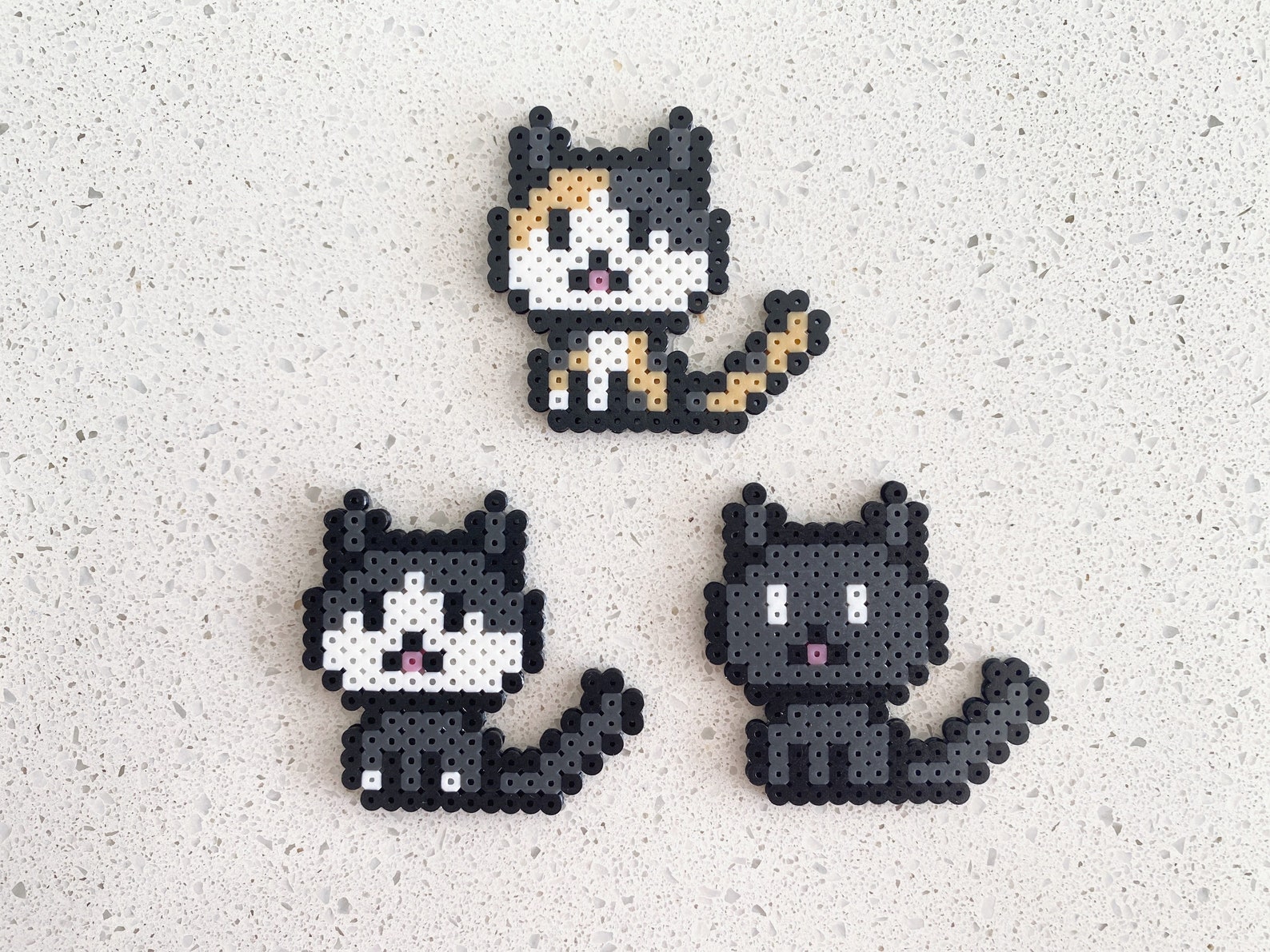 Mini Cats-pixel Perler Beads Art, Can Be Fridge Magnet, Keychain, Phone ...