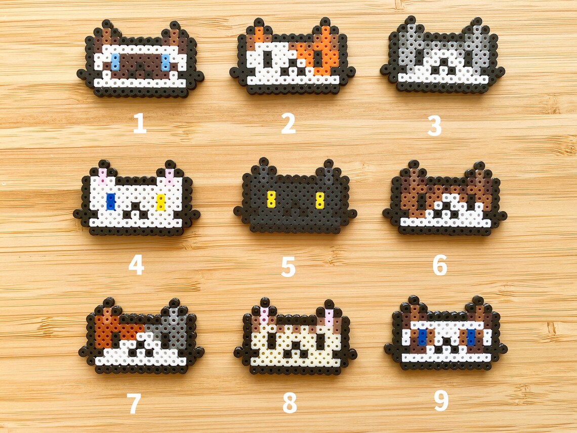 Adorable Cat Portrait-mini 8bit Pixel Perler Beads Art, Can Be Fridge ...