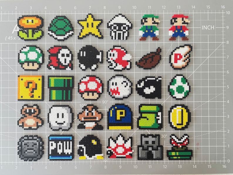 Super Mario Bros Elements Perler Beads Art Nintendo Video - Etsy New ...