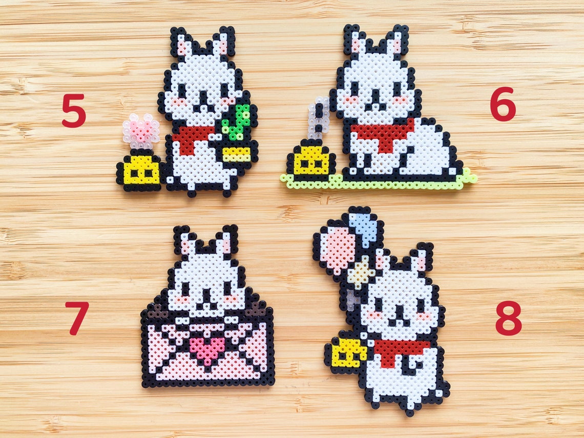 Cute White Rabbits Perler Beads Art Can Be Fridge Magnet - Etsy