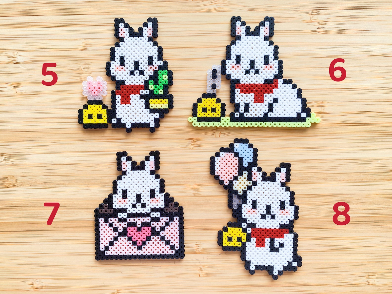 Cute White Rabbits Perler Beads Art Can Be Fridge Magnet - Etsy