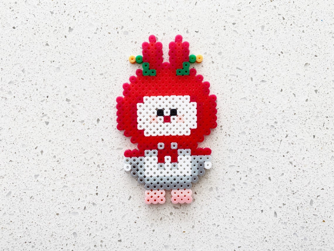 Christmas Brown Bear and Cony Rabbit-pixel Perler Beads Art, Can Be ...